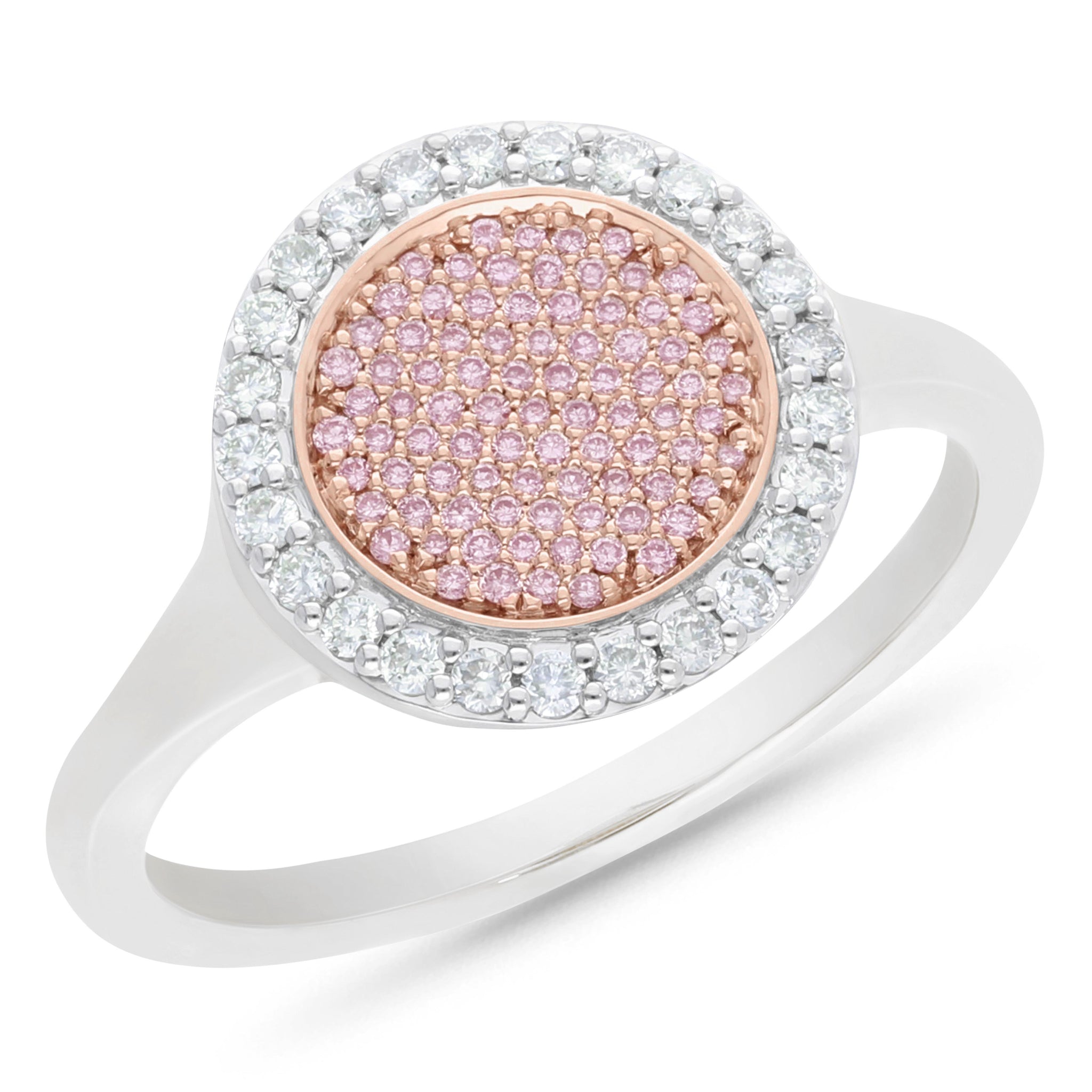 9ct White and Rose Gold 'Pink Caviar' Argyle Diamond Ring, 0.32ct tota
